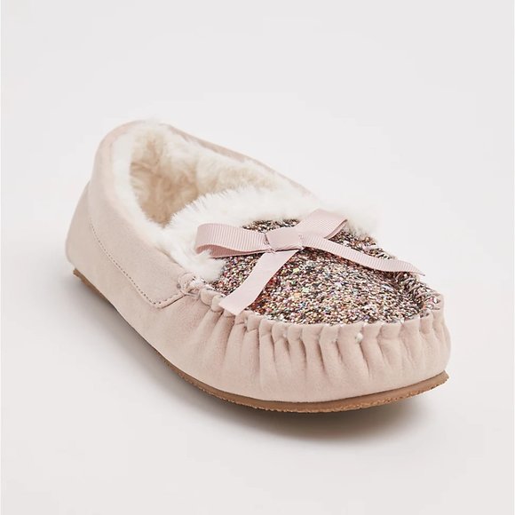 torrid | Shoes | Torrid 7 Wide Slippers Moccasins Glitter Fur Nwt ...